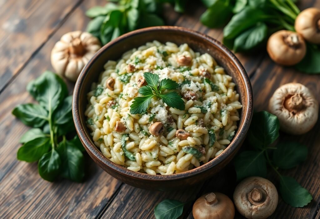 Creamy Spinach and Mushroom Risotto Recipe – chefmaniac.com