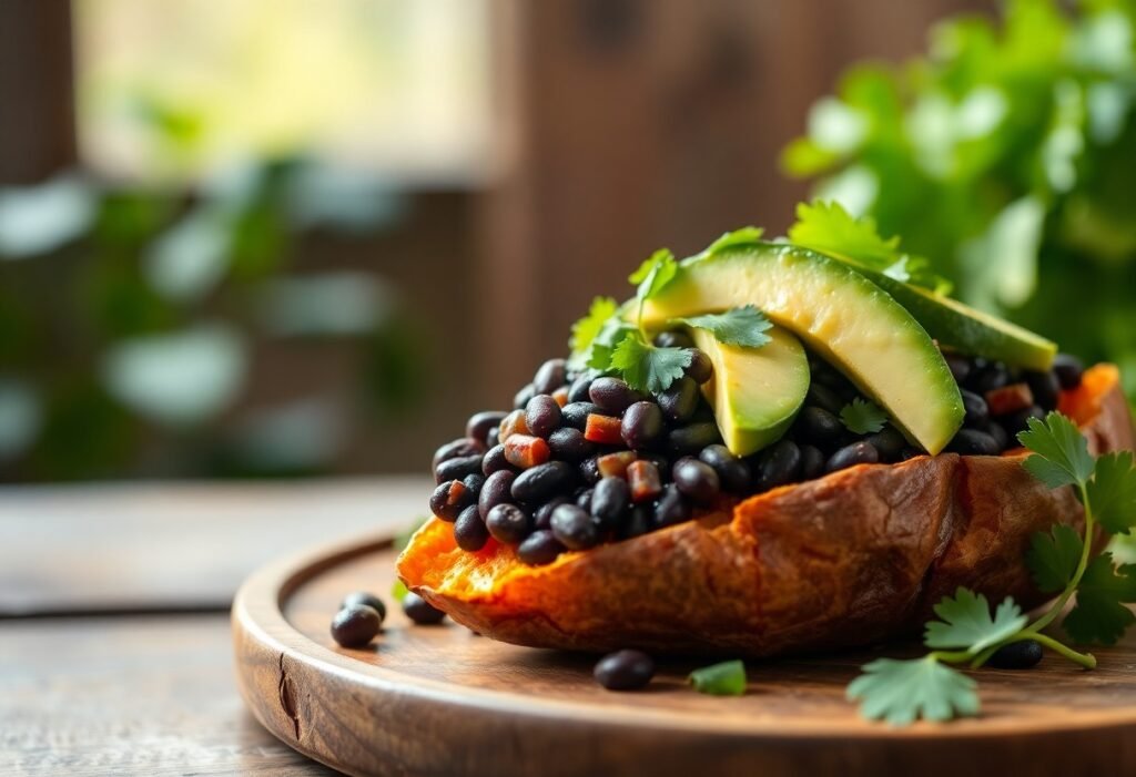Loaded Sweet Potatoes with Black Beans and Avocado – chefmaniac.com