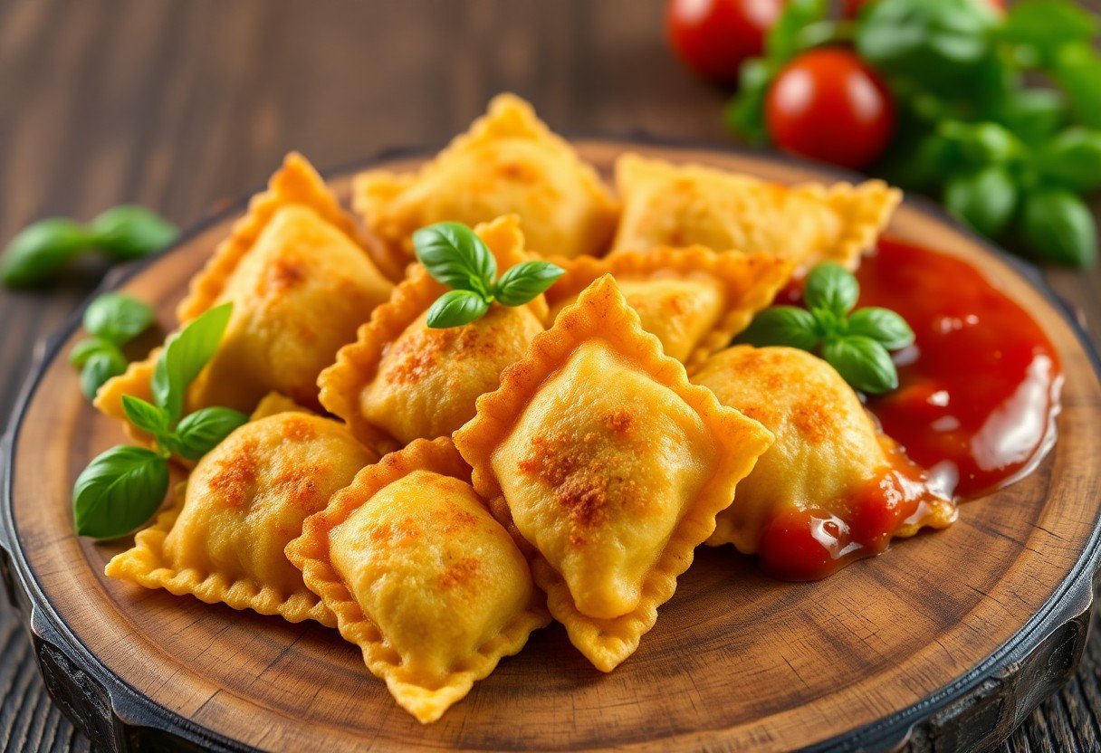 Golden Brown Fried Cheese Ravioli – chefmaniac.com