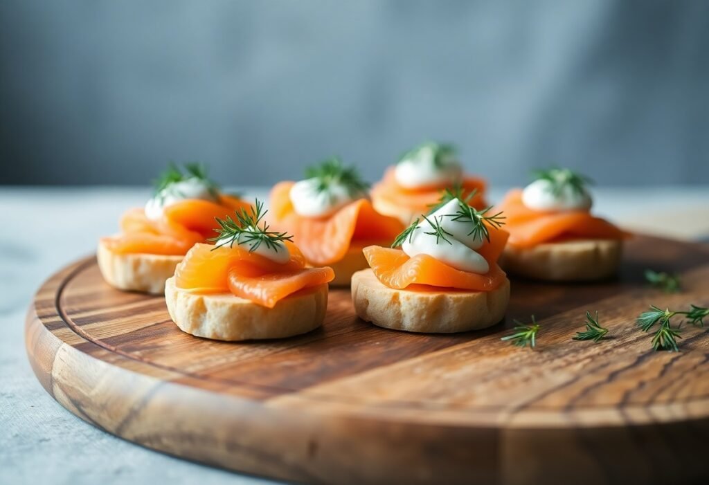 Smoked Salmon Canapés with Dill Cream - chefmaniac.com