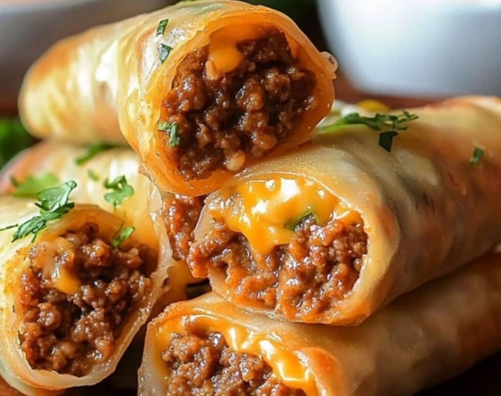 Cheeseburger Spring Rolls – Crispy, Cheesy, and Seriously Addictive ...