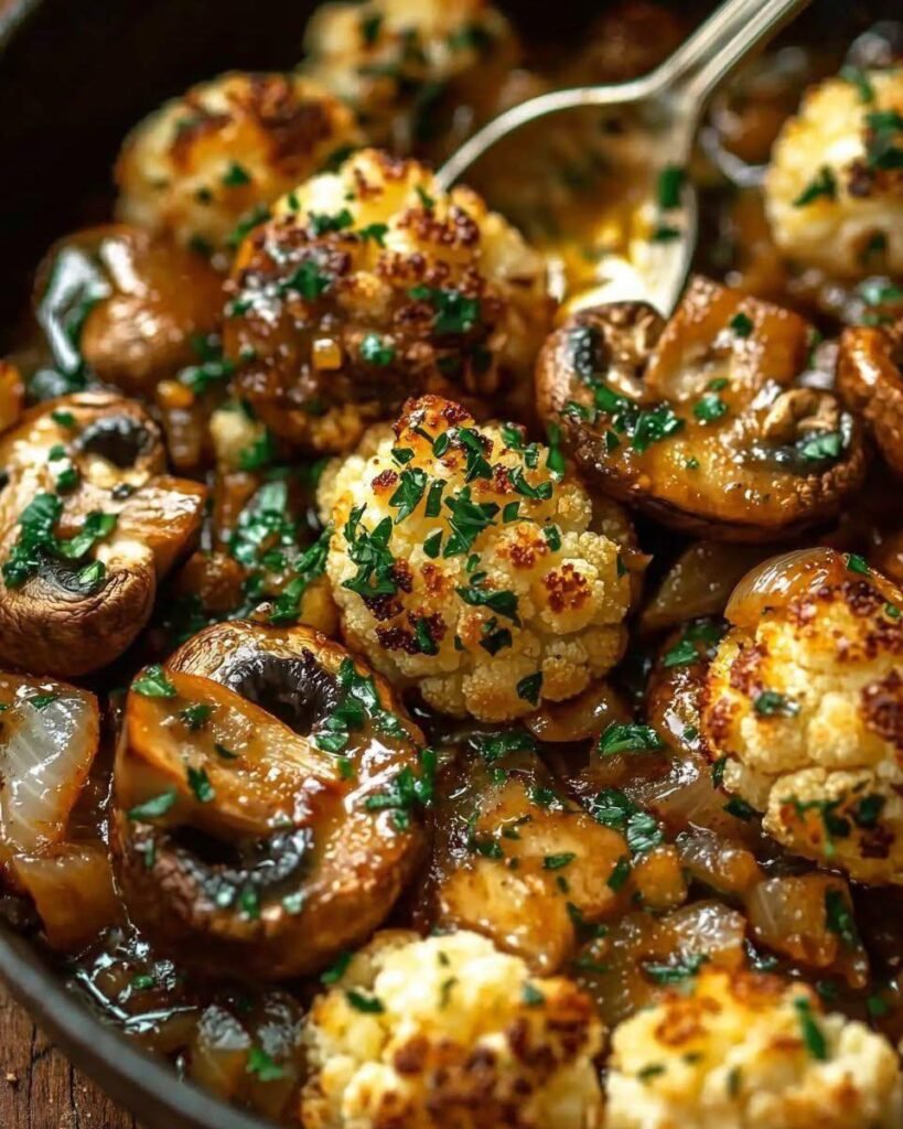 Easy Garlic Mushrooms with Oven-Roasted Cauliflower – chefmaniac.com