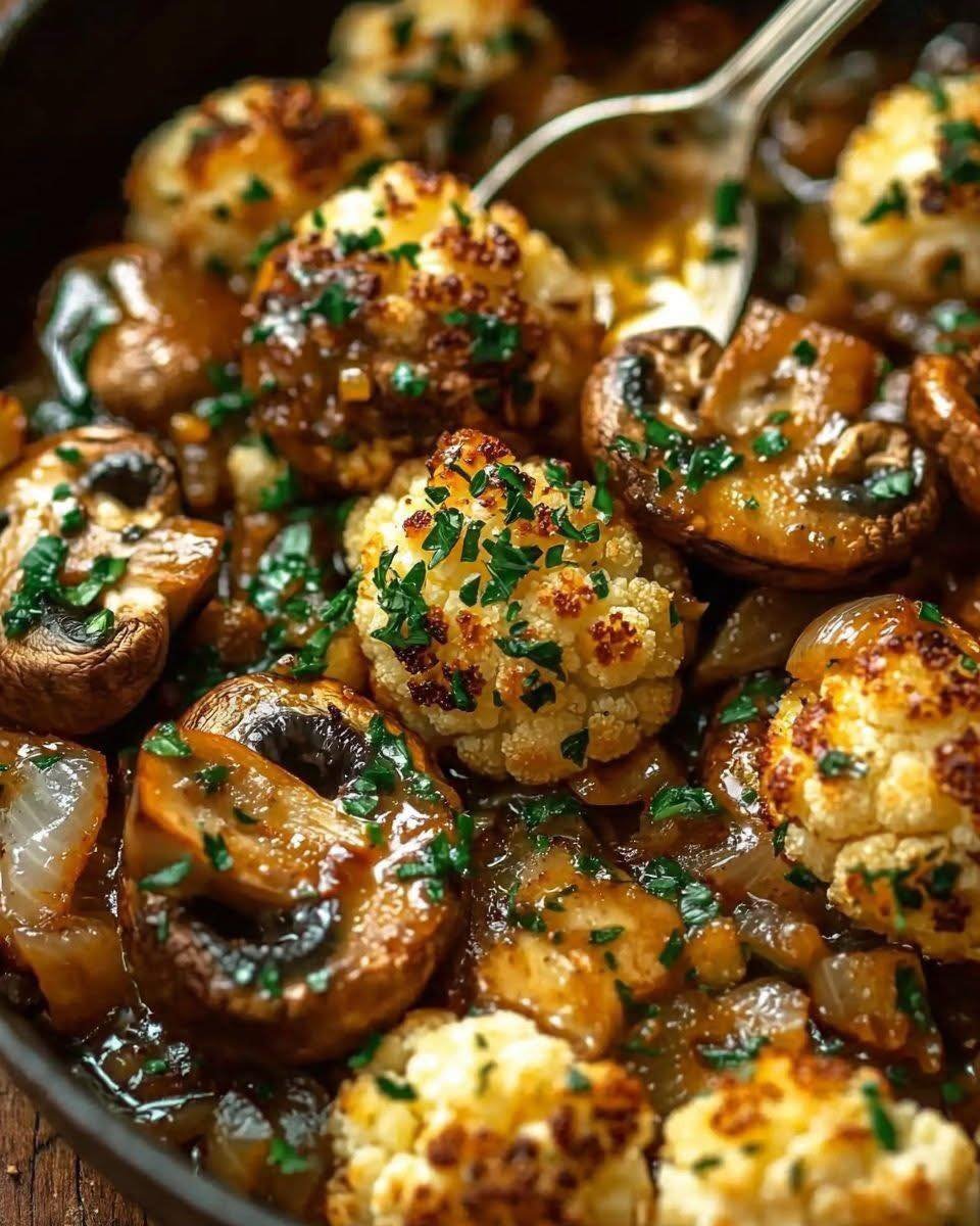 Easy Garlic Mushrooms with Oven-Roasted Cauliflower – chefmaniac.com