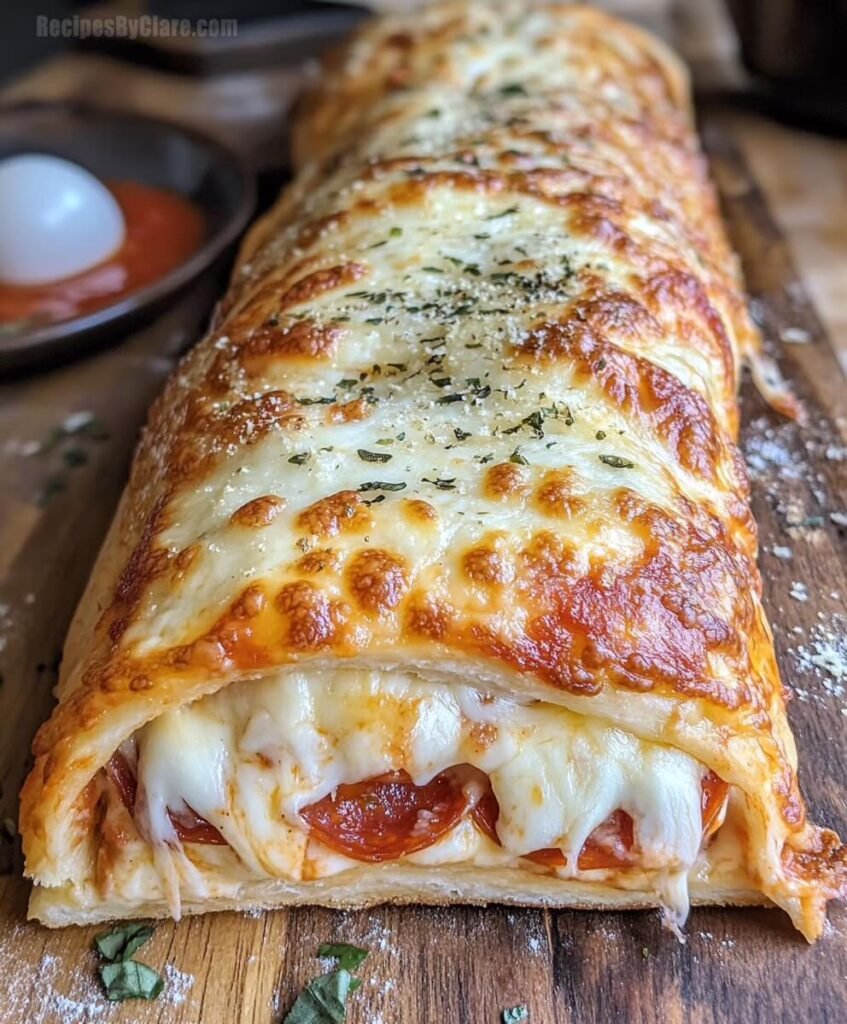 Homemade Stromboli with Mozzarella, Pepperoni & Marinara Dipping Sauce ...