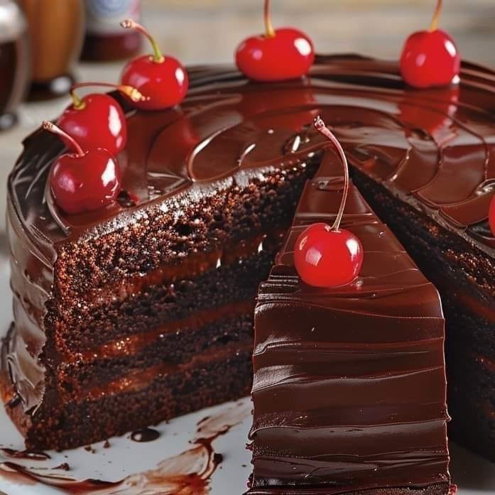 Rich Chocolate Cherry Cake with Silky Ganache – chefmaniac.com