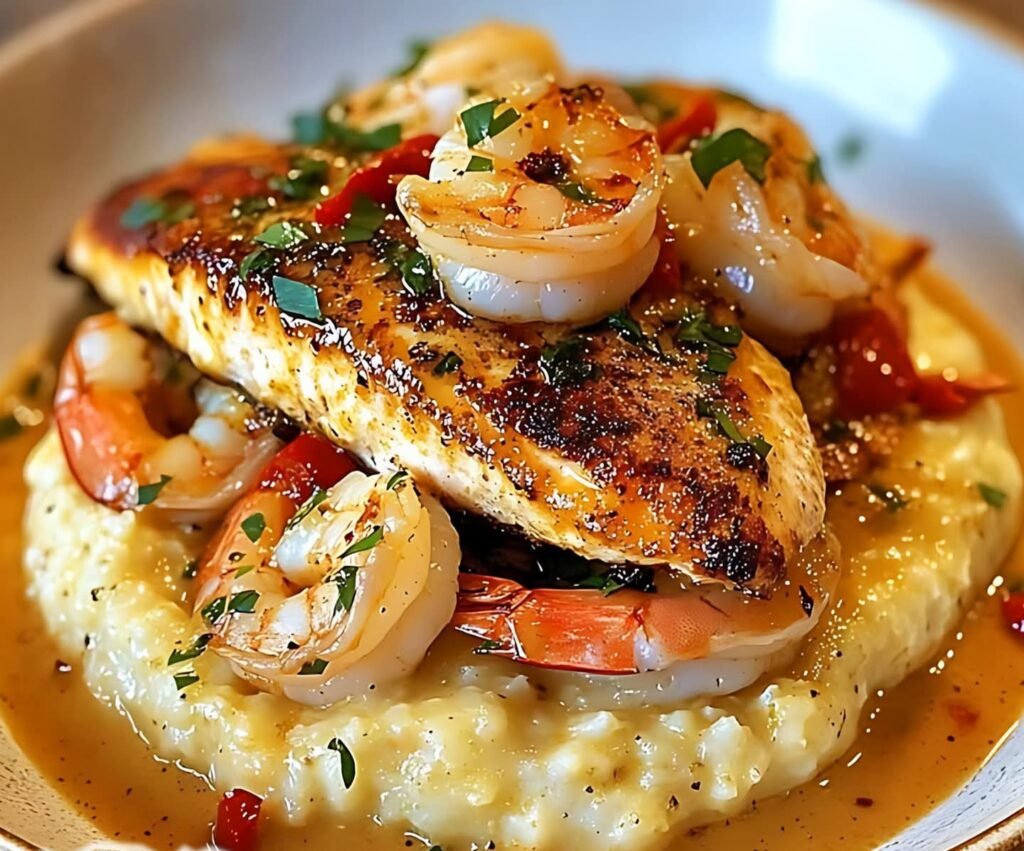 Red Snapper, Shrimp & Grits with Cajun Cream Sauce: Southern Delight ...