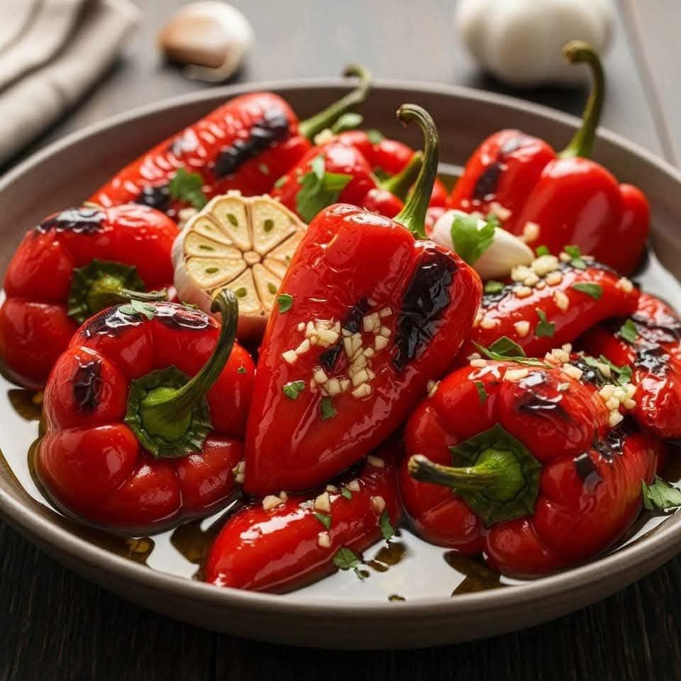 Roasted Red Peppers with Garlic and Olive Oil: A Simple Classic ...