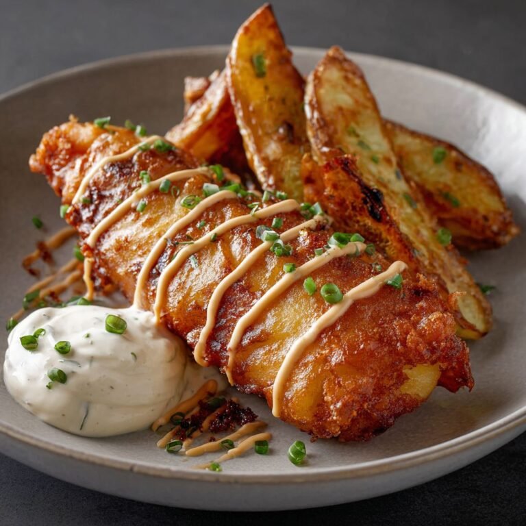 Crispy Beer-Battered Fish: With Smoky Chipotle Cream & Potato Wedges ...