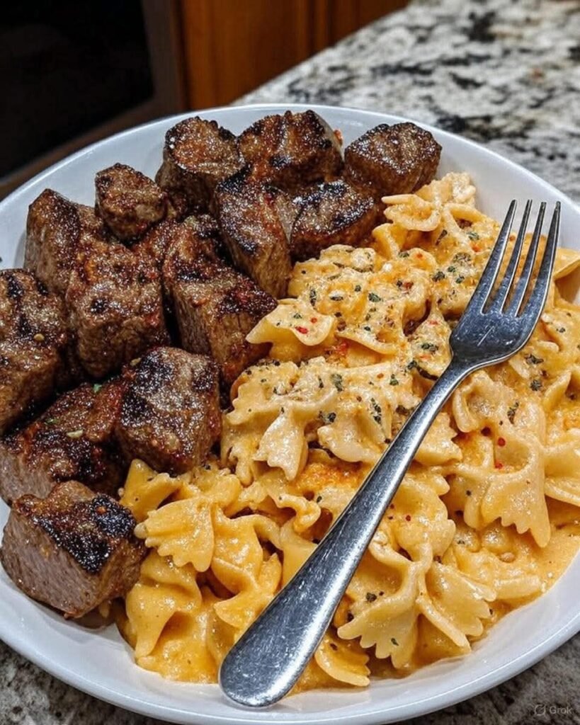 The Ultimate Cajun Steak Tips and Cheesy Bowtie Pasta Recipe ...