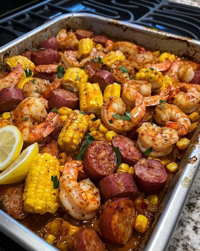 Easy Sheet Pan Cajun Shrimp Bake with Turkey Sausage and Potatoes ...