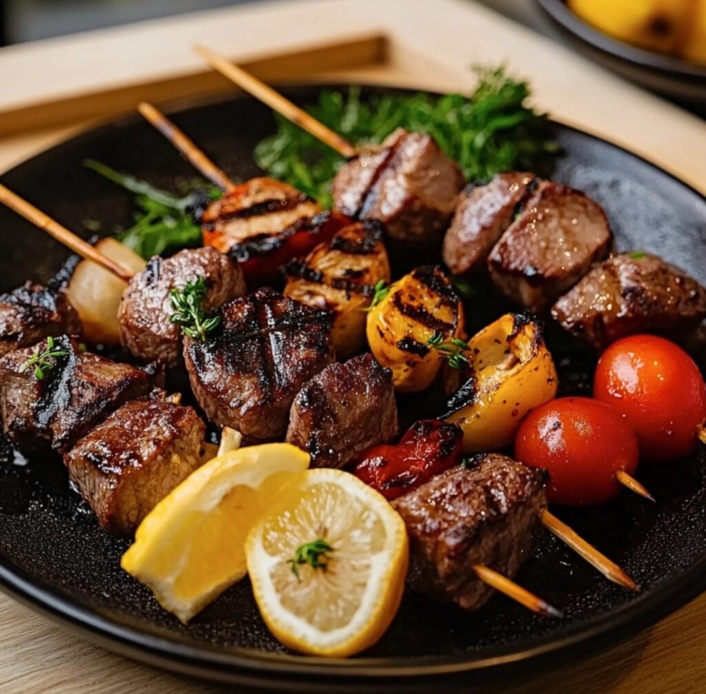 Easy Grilled Meat Skewers (Chicken, Beef, or Lamb) with Zesty Lemon ...