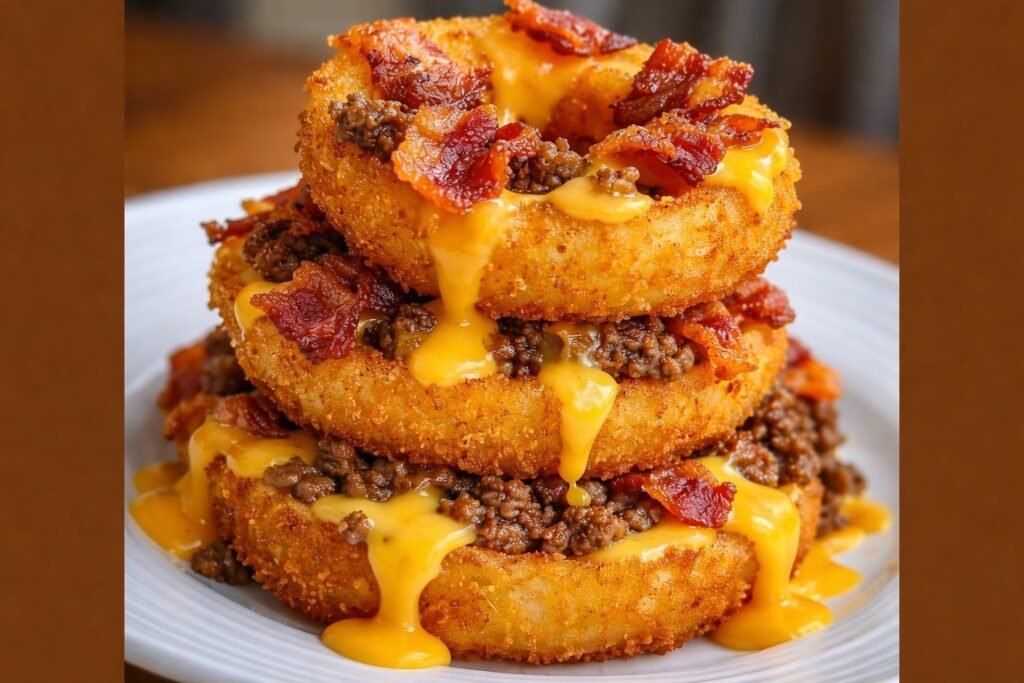 Crispy Stuffed Bacon Cheeseburger Onion Rings Recipe (Step-by-Step ...
