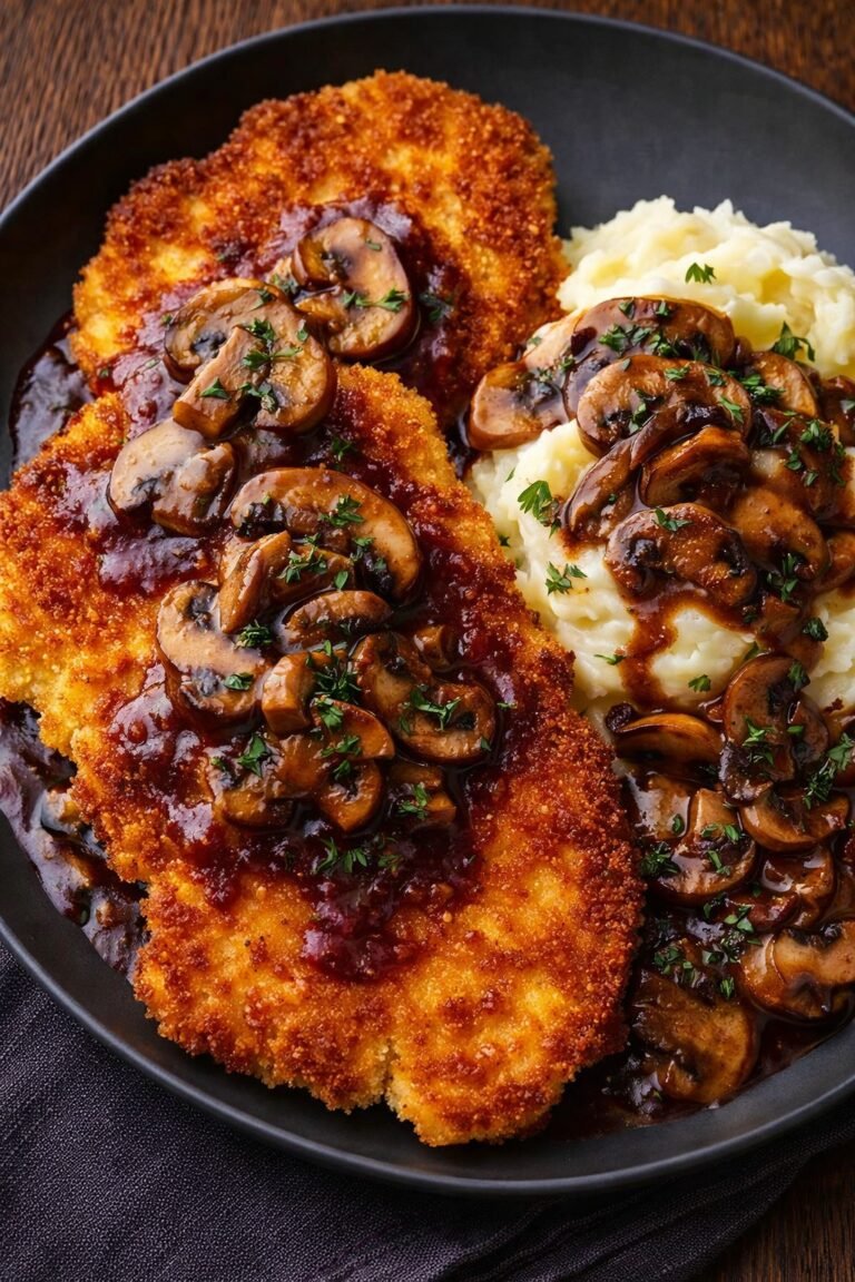 Crispy Golden Chicken Schnitzel with Creamy Mushroom Gravy: The ...
