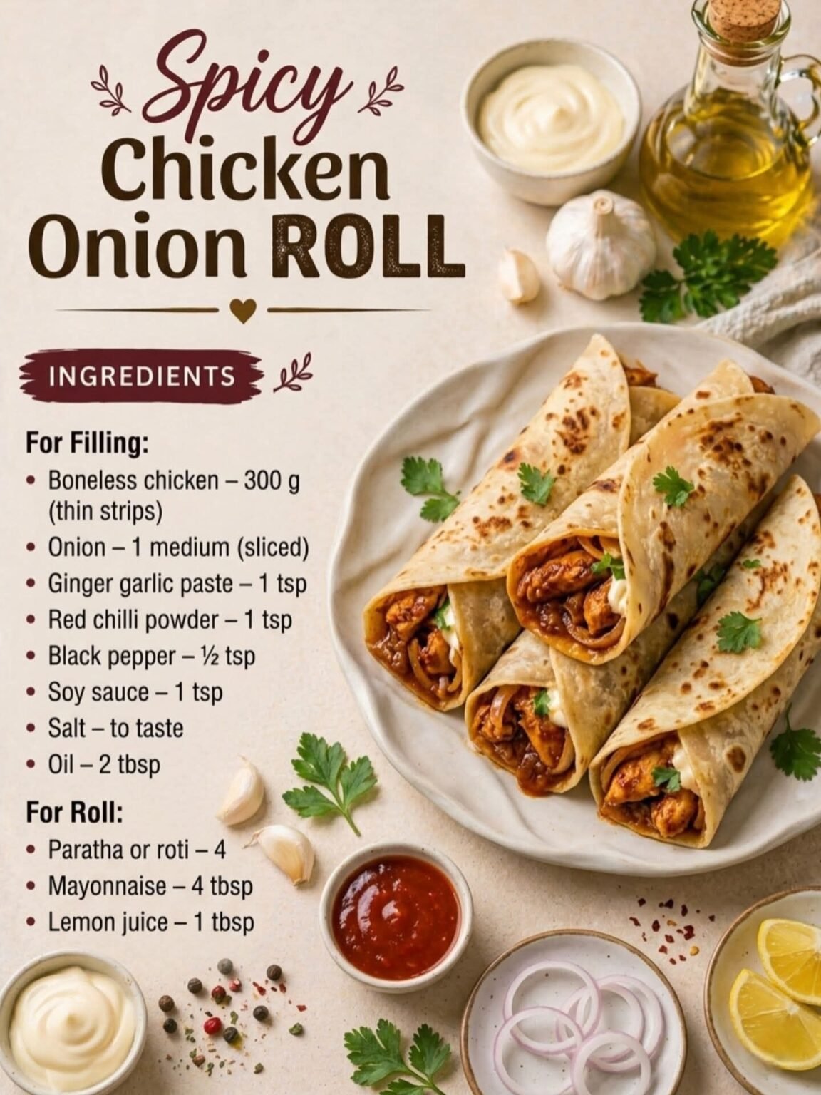 Easy Spicy Chicken Onion Roll Recipe That Brings Serious Flavor ...